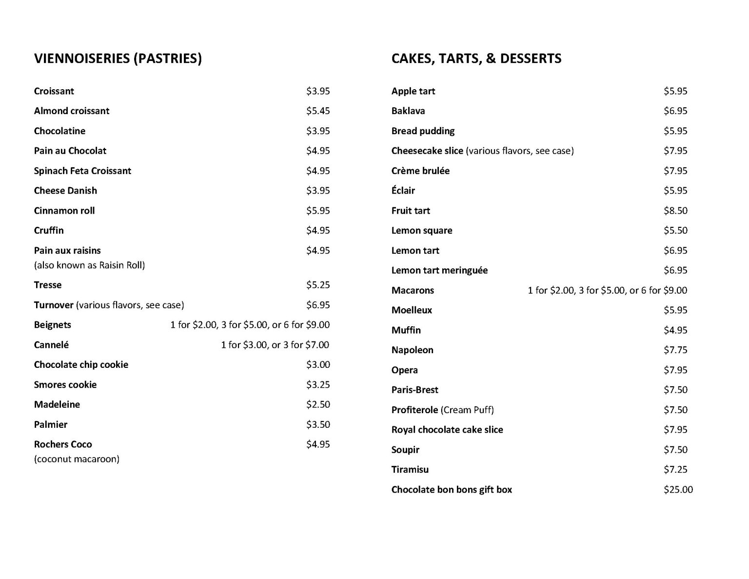 Bakery-Café Menu – O Happy Bread