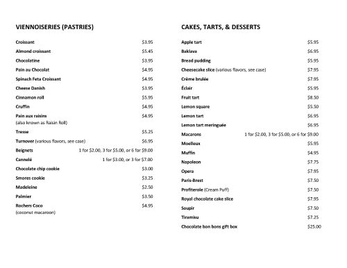 Bakery-Café Menu – O Happy Bread