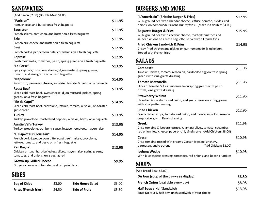 Bakery-Café Menu – O Happy Bread